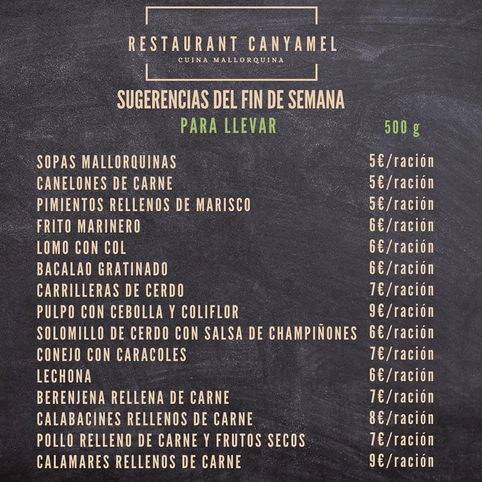 Menu at Restaurant Canyamel Inca, Inca
