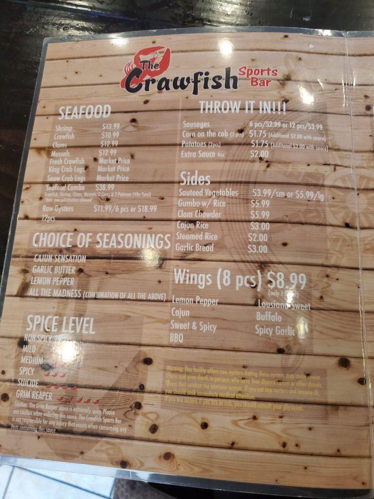 Menu at The crawfish lounge pub & bar, West Covina