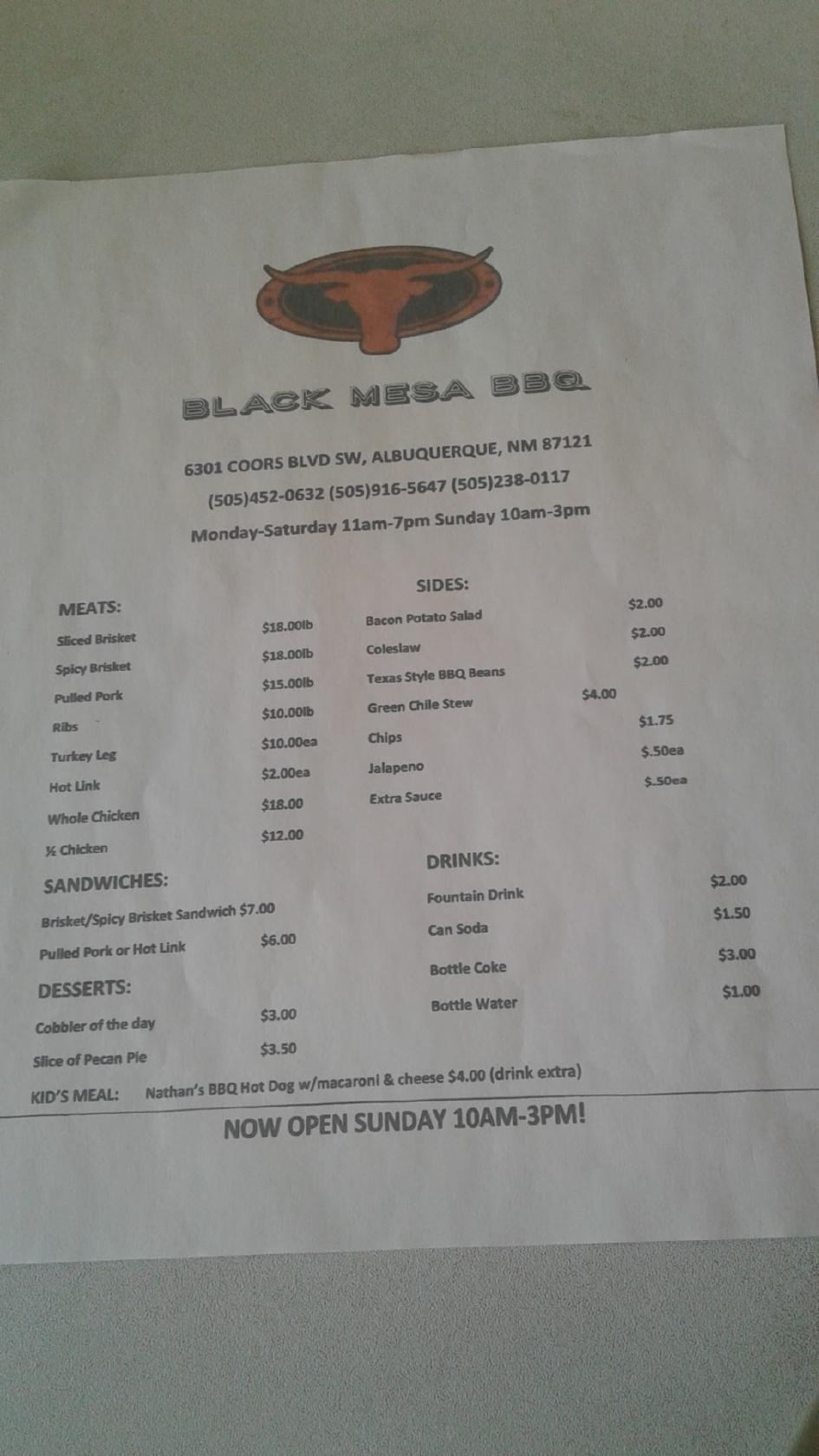 Menu at Casey's BBQ, Albuquerque