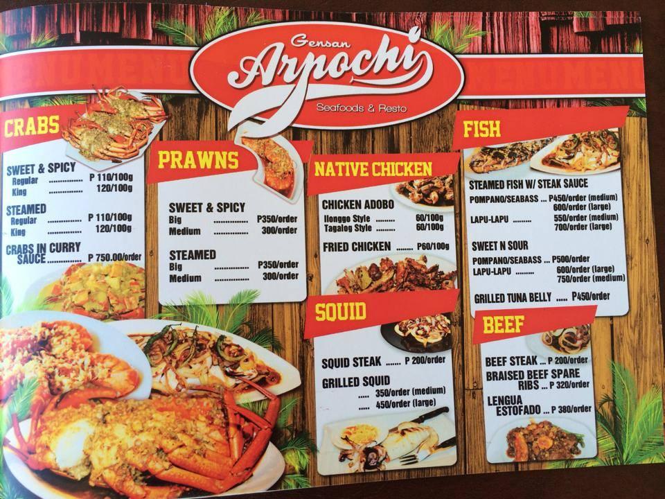 Carta del restaurante Gensan Arpochi Seafood & Resto Veranza Mall ...