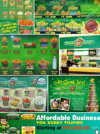 Menu at Potato Corner pub & bar, Tarlac City, Foodcourt