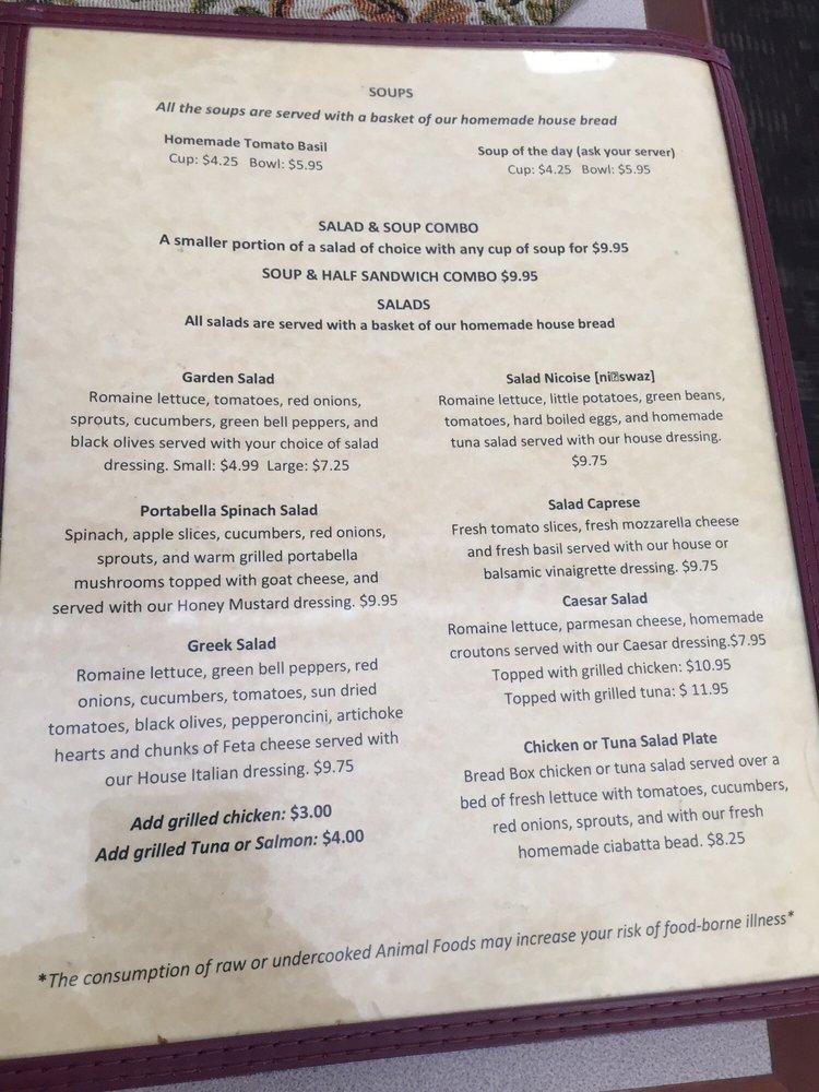 Menu at The Pizza Box pizzeria, Virginia Beach