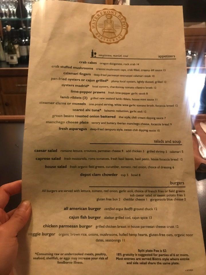 Menu at Waterfront Depot Restaurant, Florence