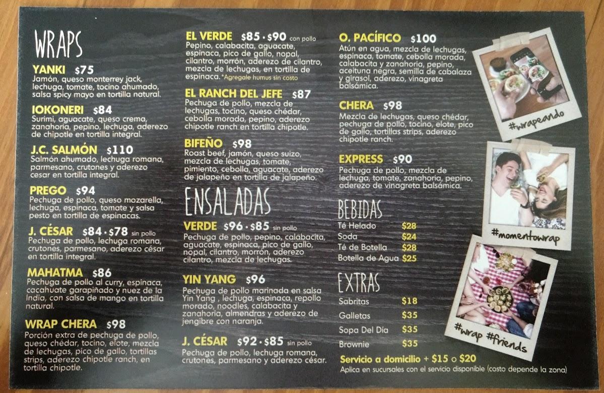 Carta del restaurante Wrap Express, Mexicali, Norma 7