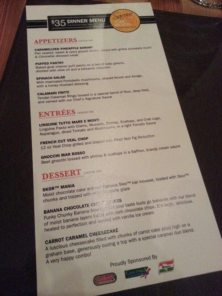 Menu at Zafferano Ristorante restaurant, Toronto