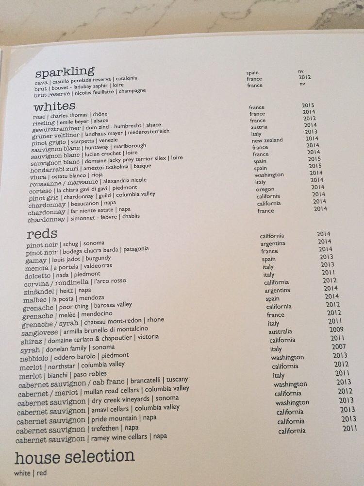 Menu at etc. restaurant, Nashville