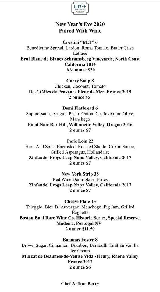 Menu at Cuvée Wine Table pub & bar, Louisville