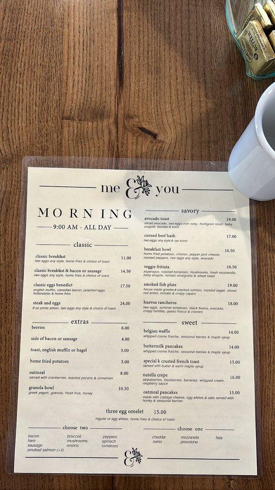 Menu at Me & You Restaurant, Bethpage