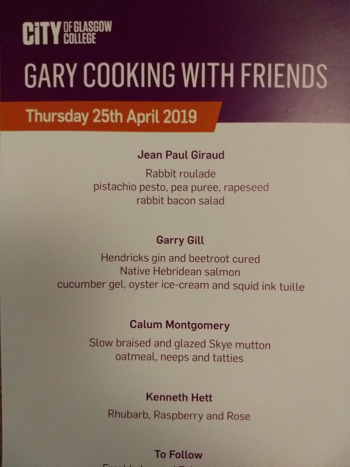 Menu at Scholars' restaurant, Glasgow