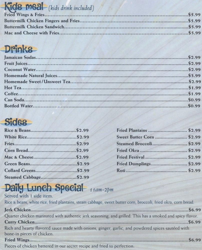 Menu at Caribbean & Soule Restaurant, St. Augustine