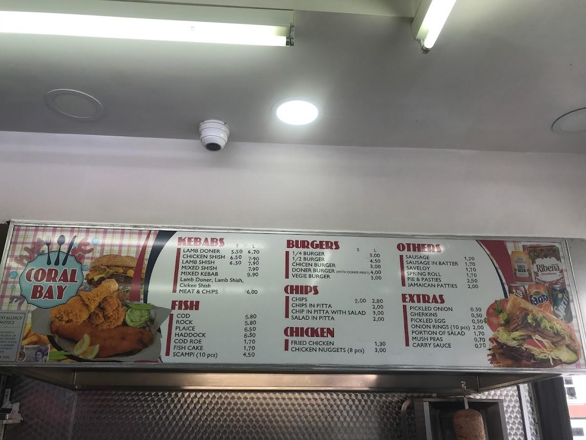 Menu at Coral Bay Fish Bar & Kebab, London, 362 Cricklewood Ln