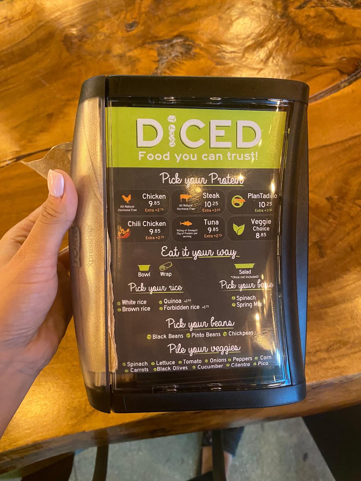 Menu at Diced- Miami Lakes pub & bar, Miami Lakes