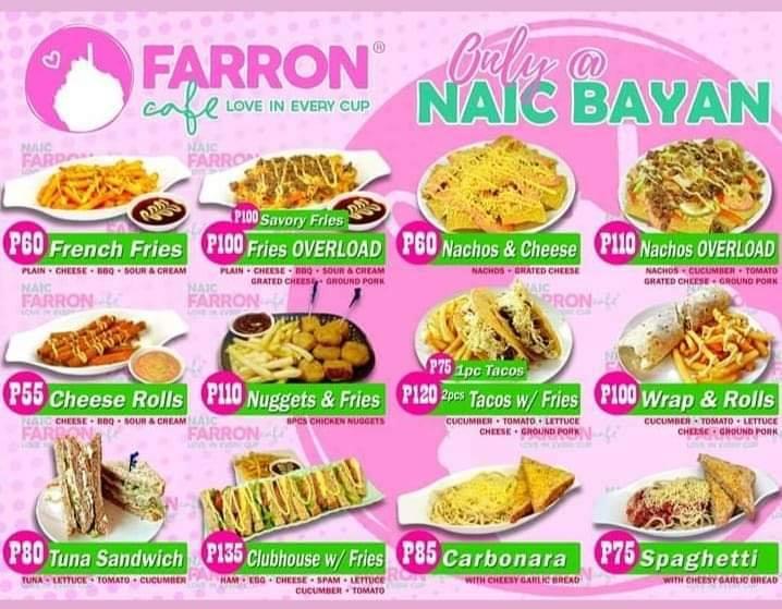 Menu at Farron Cafe Naic Bayan, Naic