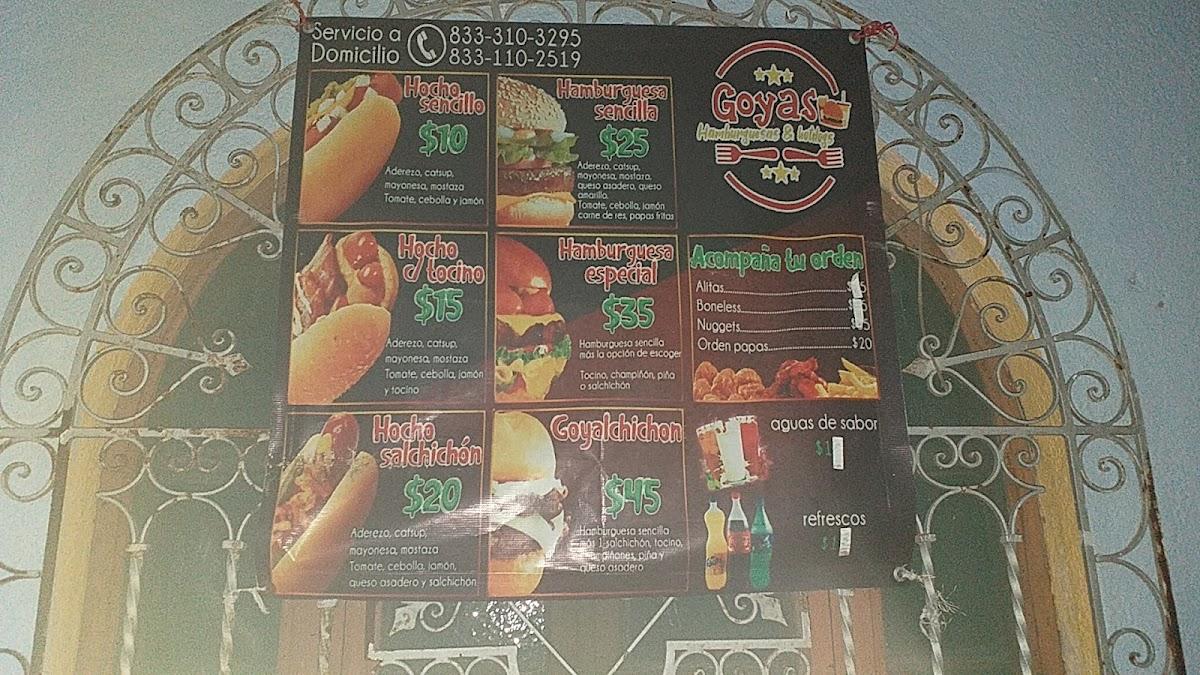 Menu at GOYA'S HOCHOS restaurant, Tampico