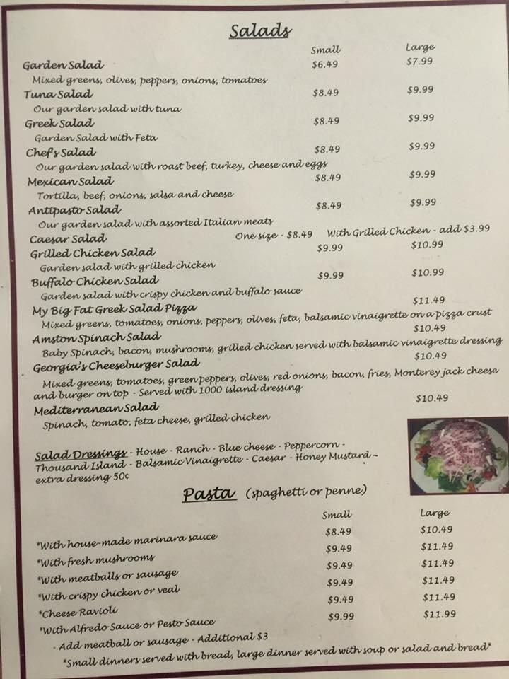 Menu at Georgia's Restaurant & Pizza, LLC, Hebron