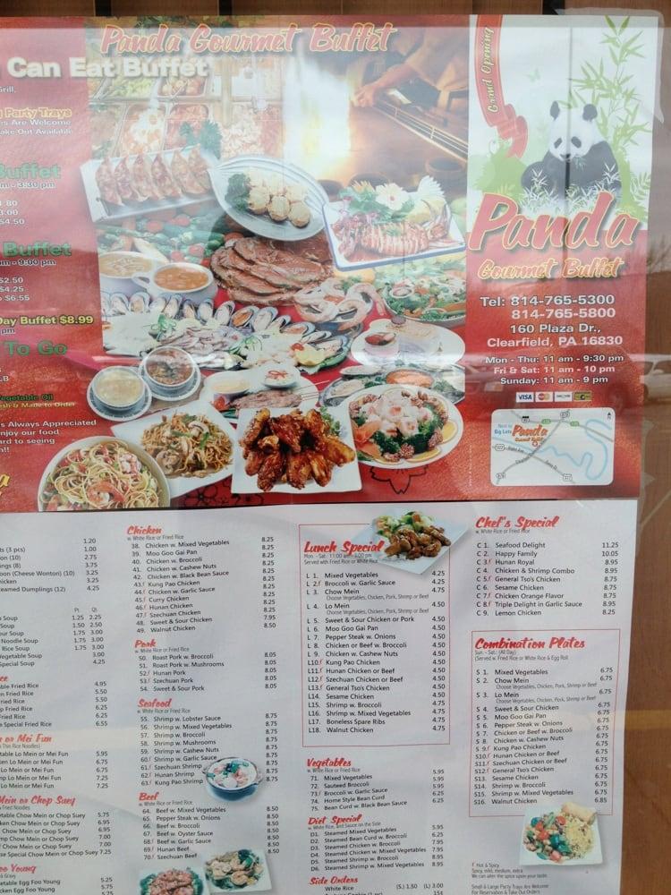 Menu at Panda Gourmet Buffet restaurant, Clearfield