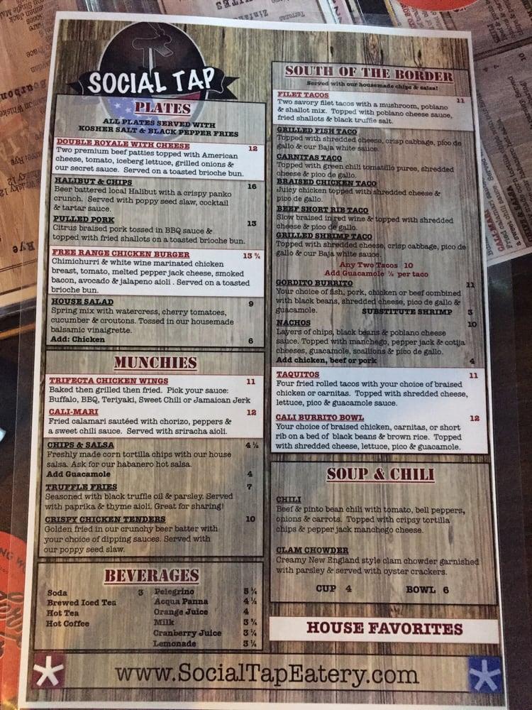 Carta del pub y bar Social Tap San Diego, San Diego, 815 J St Suite #101
