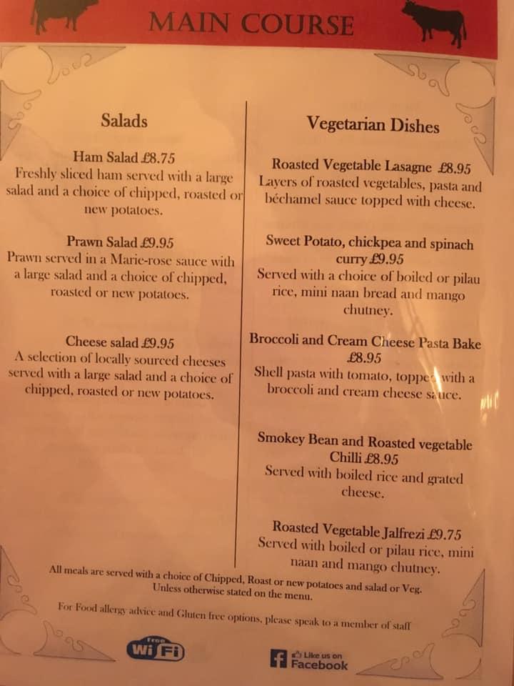 Menu at The Brown Cow pub & bar, Hinderwell