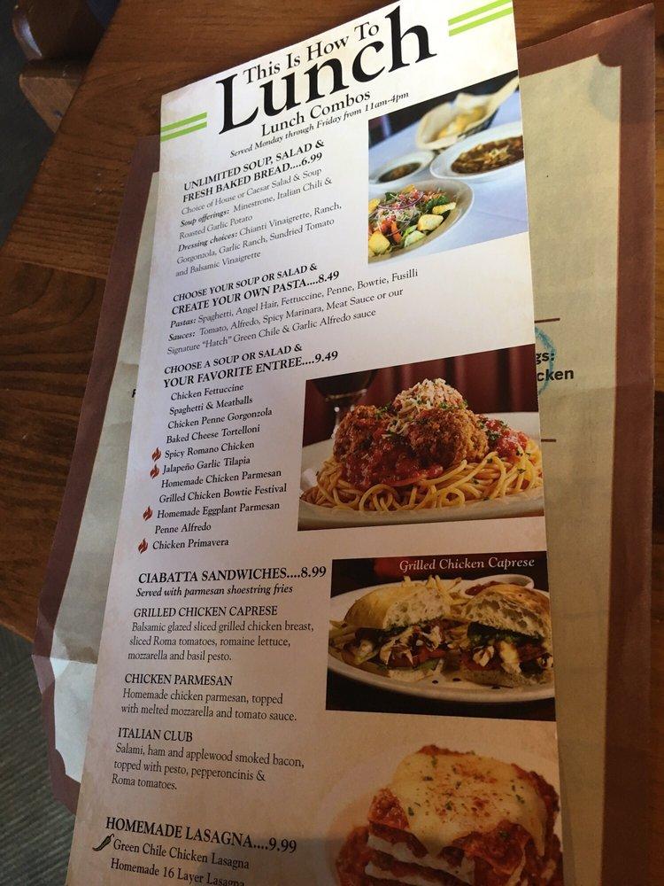 Menu at Johnny Carino's pub & bar, Alamogordo