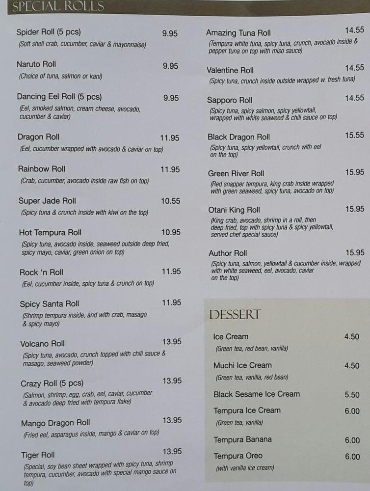 Menu at Otani Japanese Cuisine restaurant, Crofton