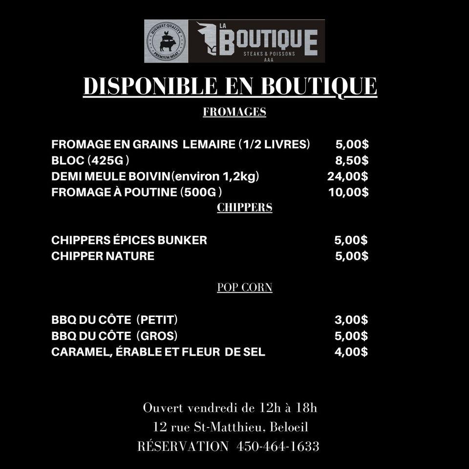 Menu au Le Côte BBQ, Beloeil