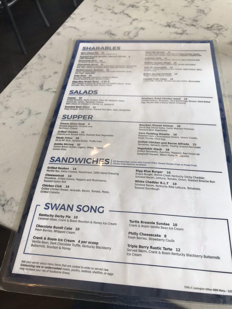 Menu at BBM pub & bar, Lexington