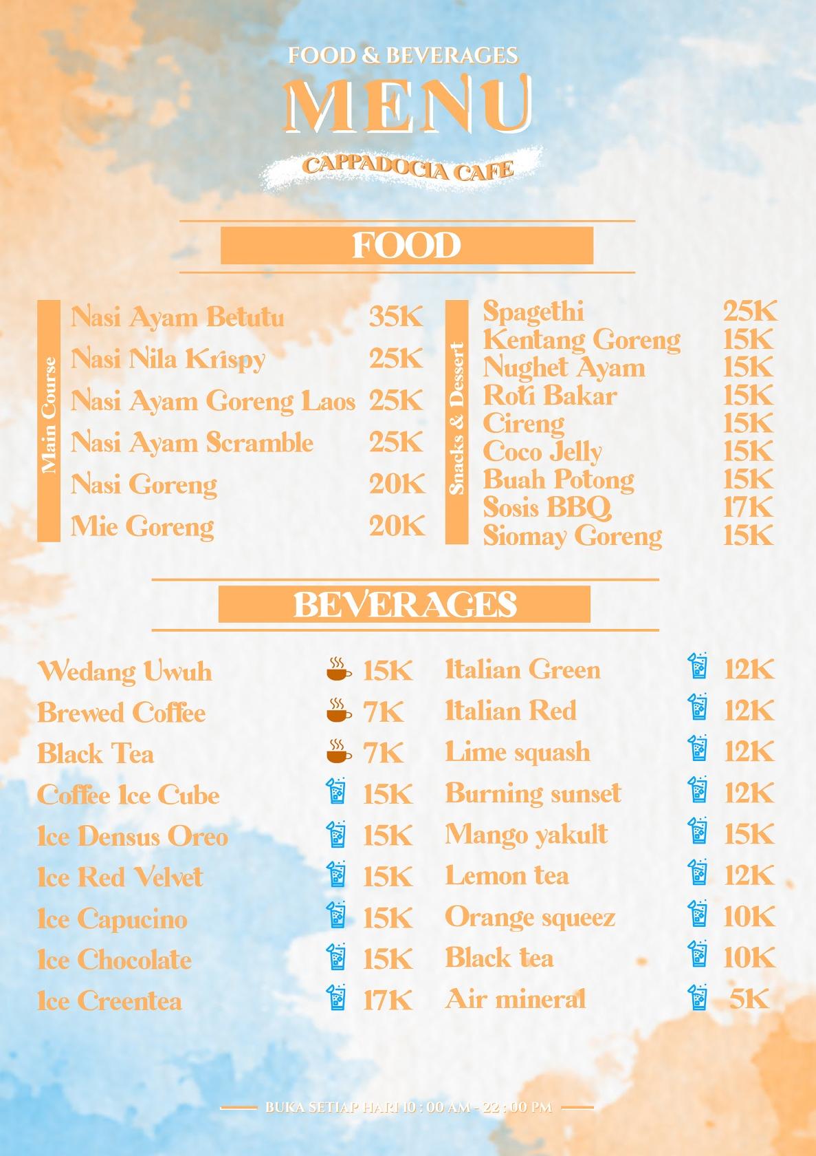 Carta de CAPPADOCIA CAFE, Indonesia