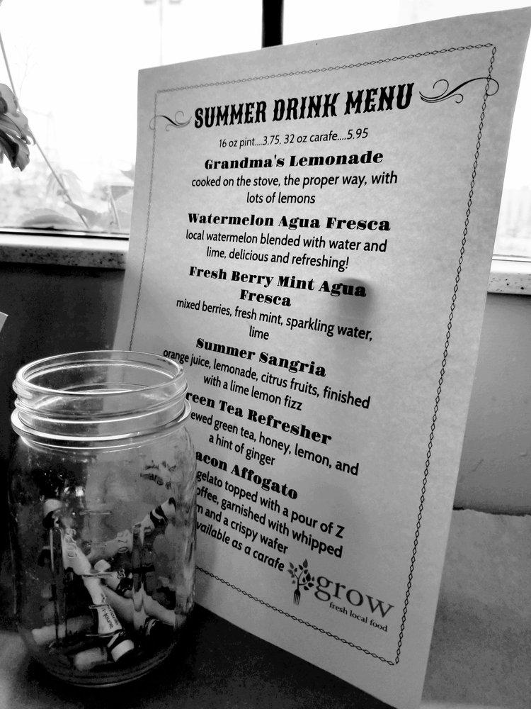 Menu at Grow restaurant, Macon