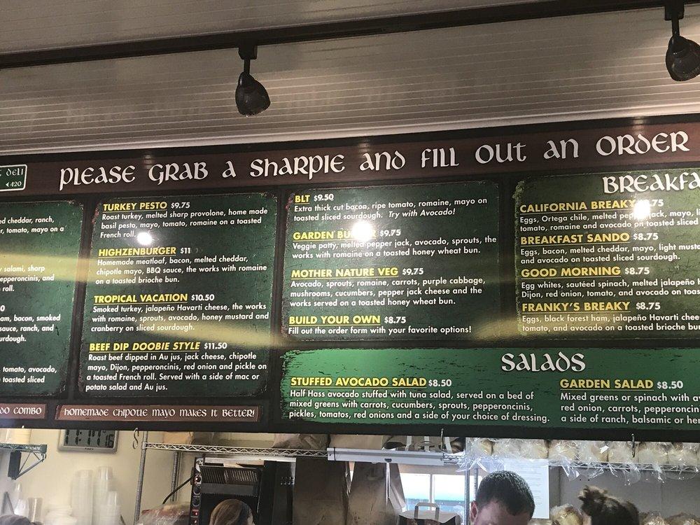 Menu at High Street Market & Deli restaurant, San Luis Obispo