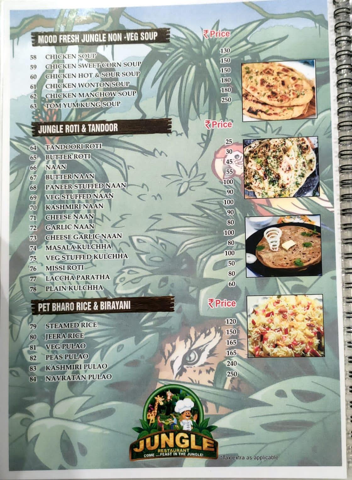 Menu at Jungle restaurant, Gaya