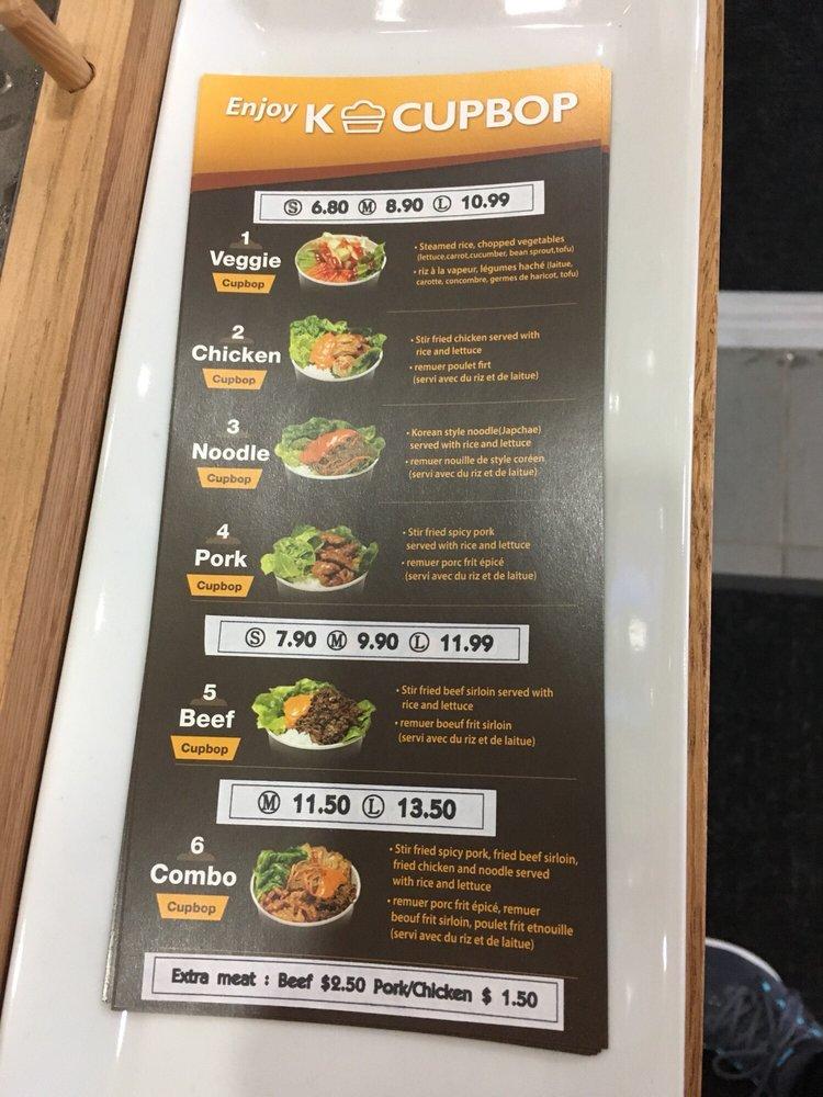 Menu at K-CUPBOP restaurant, Moncton