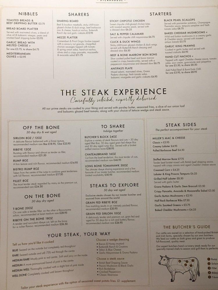 Menu at Miller & Carter Harrow steakhouse, Harrow, Brockhurst Corner