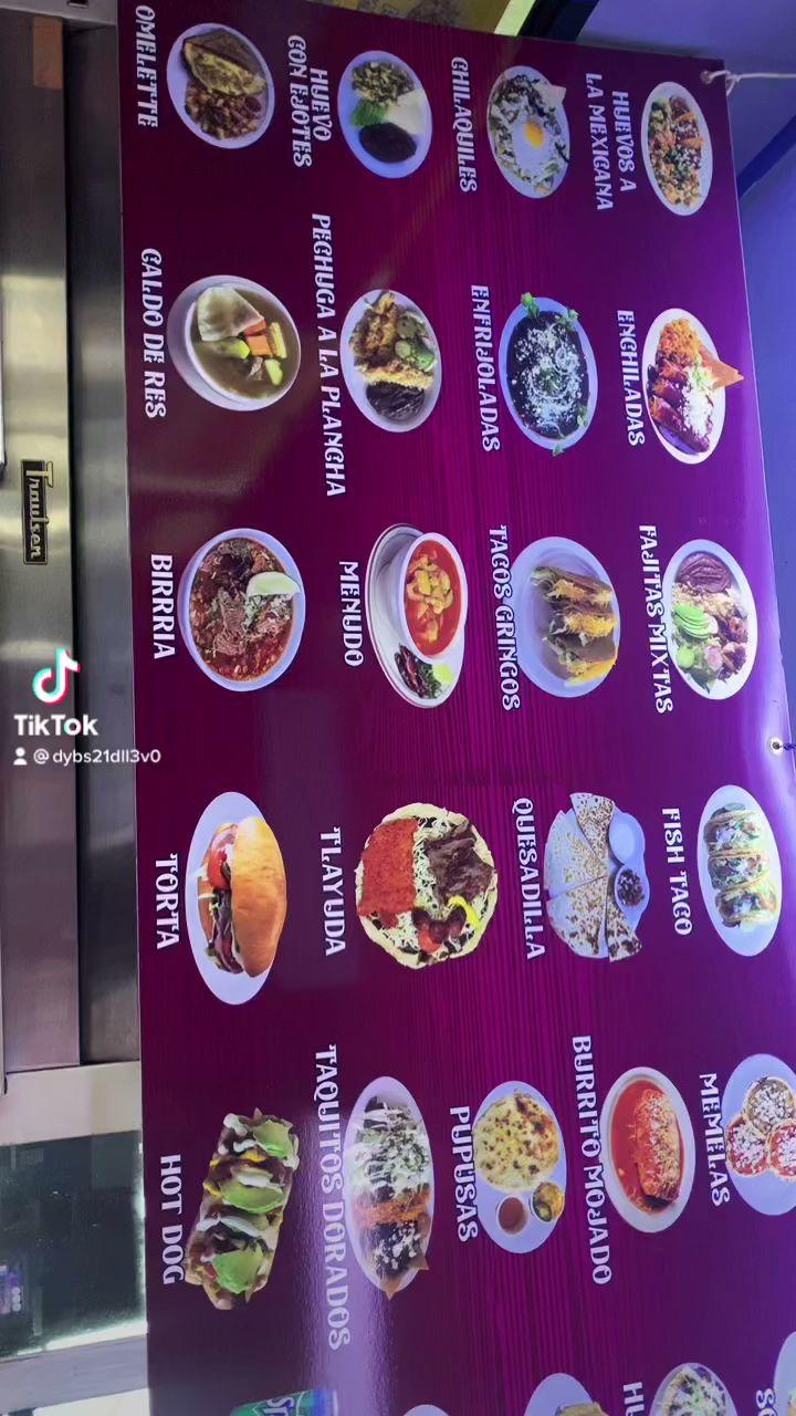 Menu at Taco Max restaurant, Los Angeles