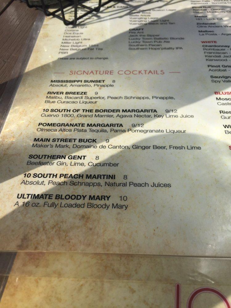 Menu at 10 South Rooftop Bar & Grill, Vicksburg, Washington St Floor 10