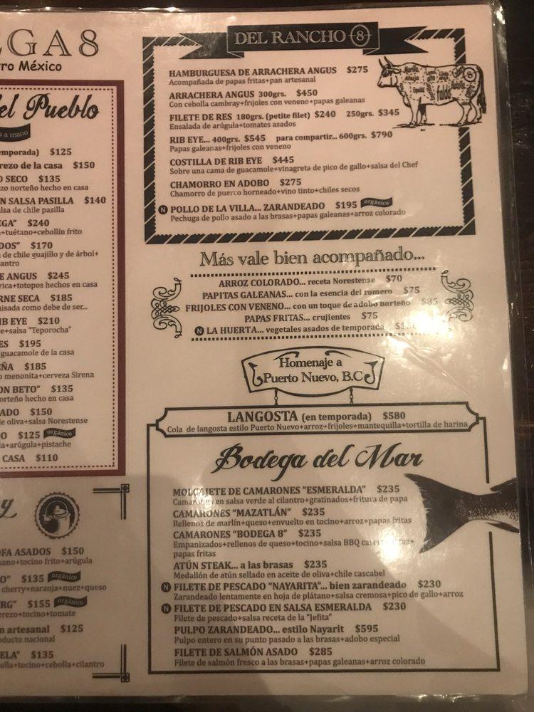 Carta del restaurante BODEGA 8, Mexicali