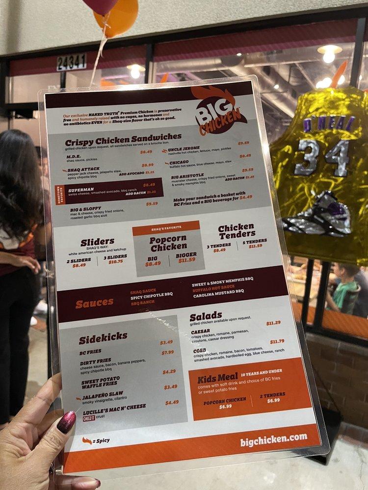 Menu at Big Chicken fast food, Santa Clarita