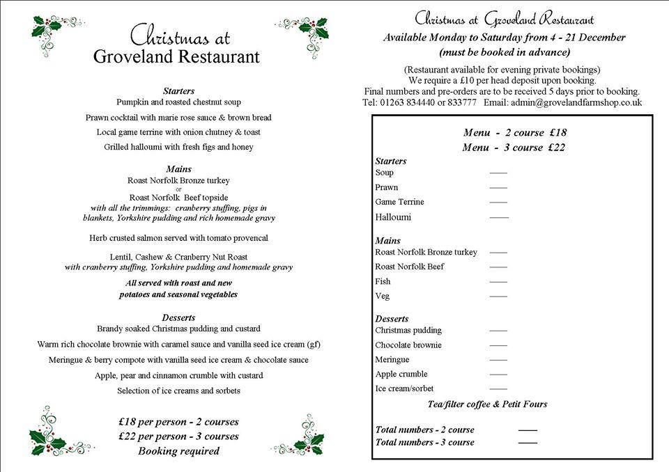 Menu at Groveland Farm Shop restaurant, Roughton