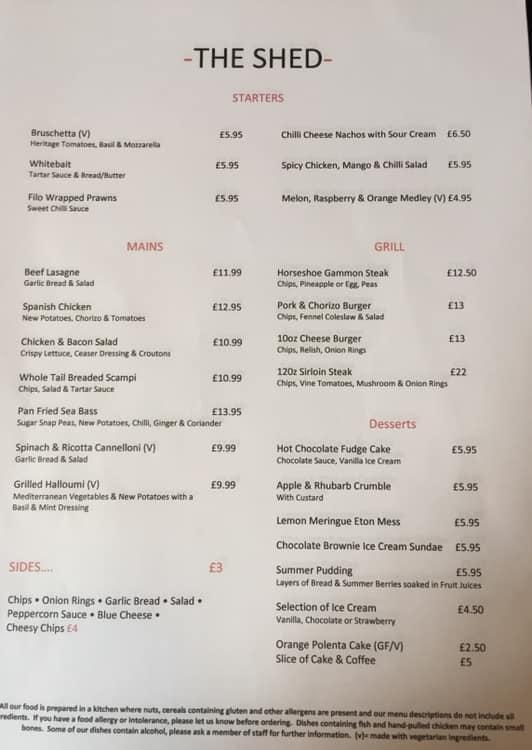 Menu at Pattaya Kitchen at The Shed pub & bar, Lode