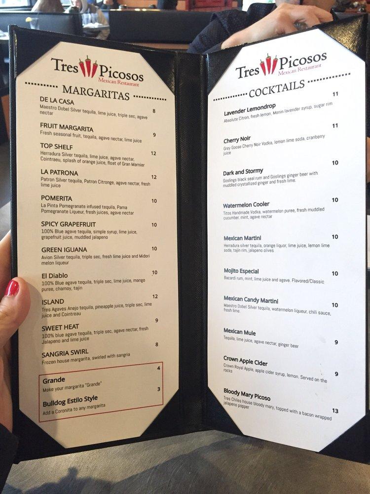Menu at Tres Chiles Picosos restaurant, Eureka