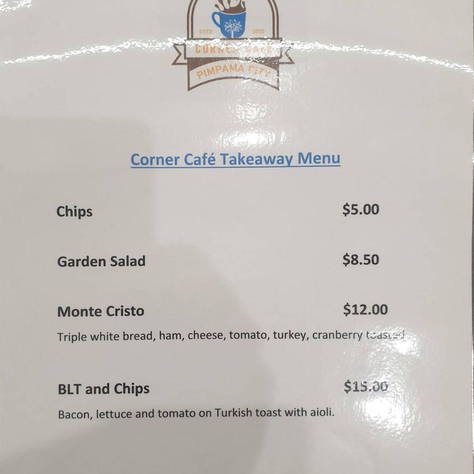 Menu at Corner Cafe Pimpama City, Pimpama