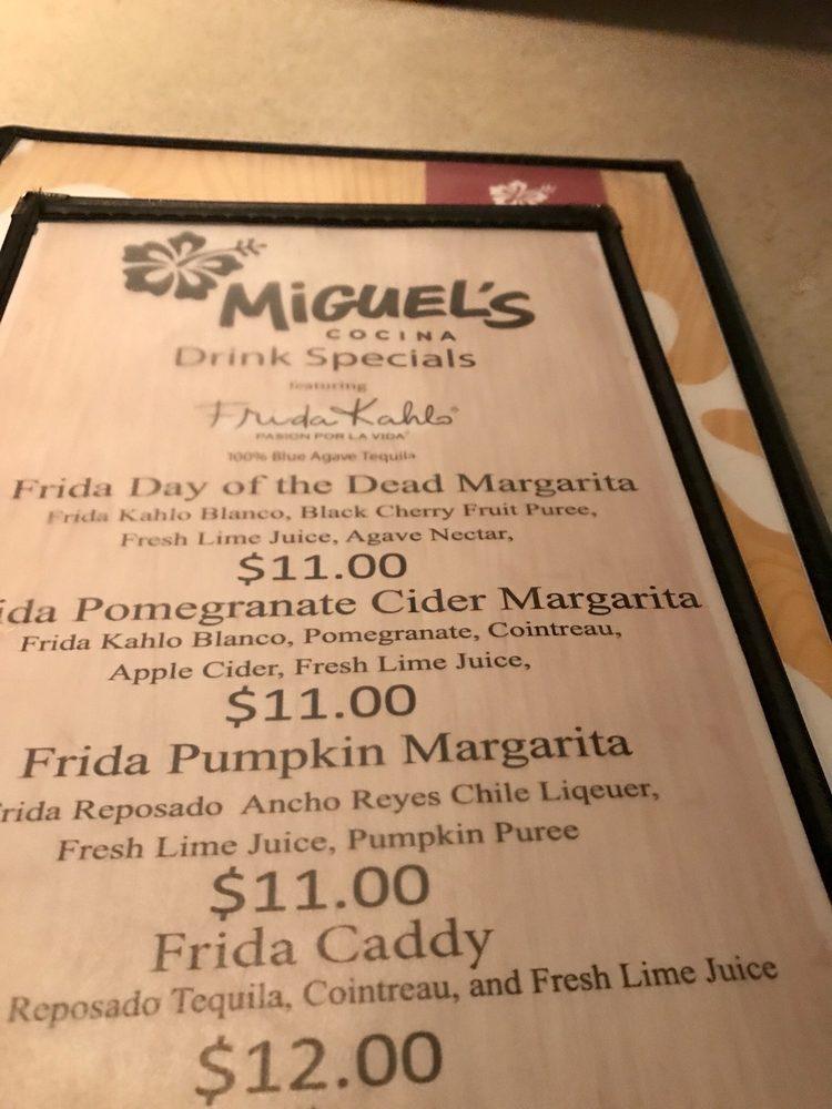 Menu at Miguel's Cocina 4S Ranch restaurant, San Diego, Craftsman Way