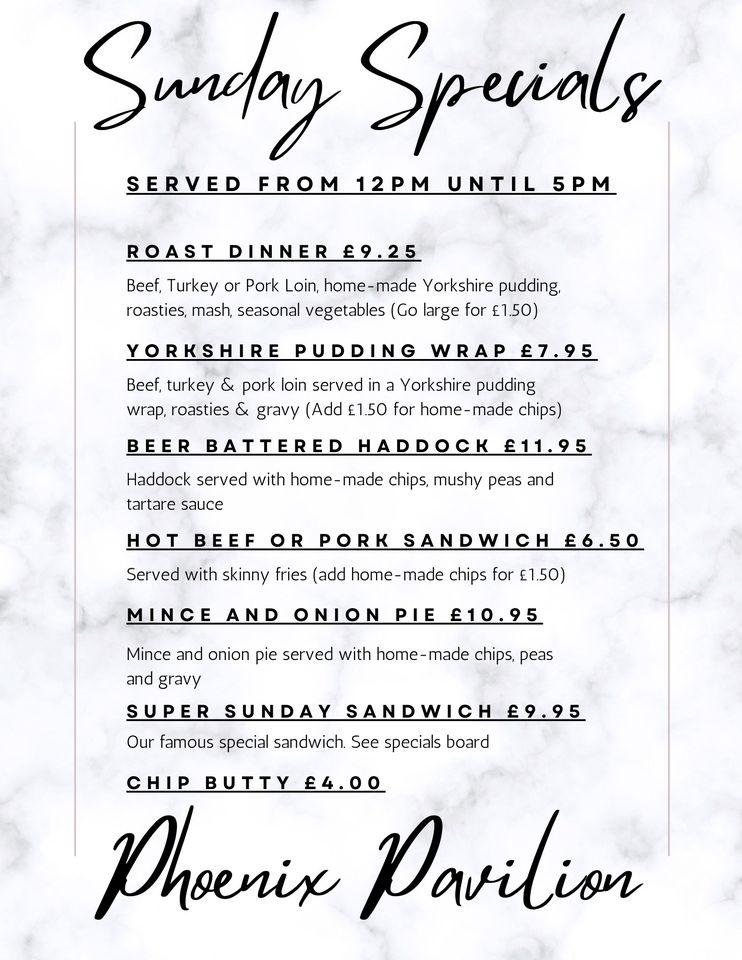 Menu at Phoenix Pavilion pub & bar, Rotherham