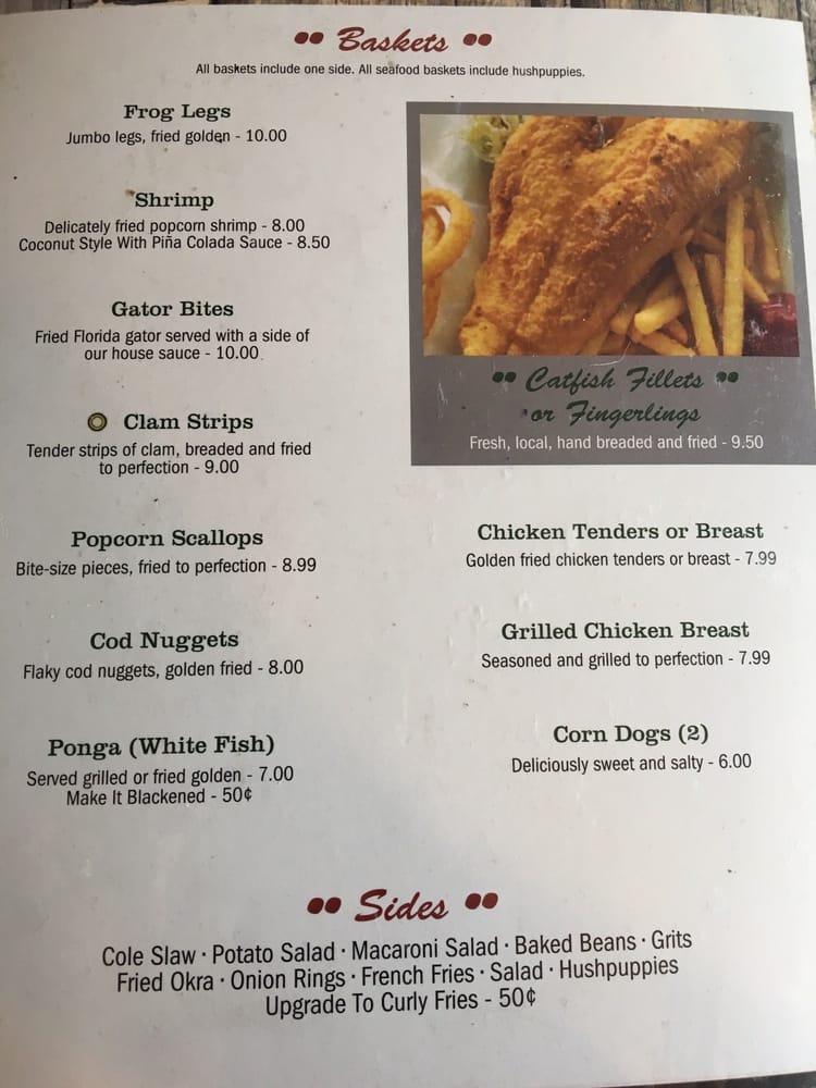 Menu at Shady Oak Restaurant, DeLand, New York Ave W