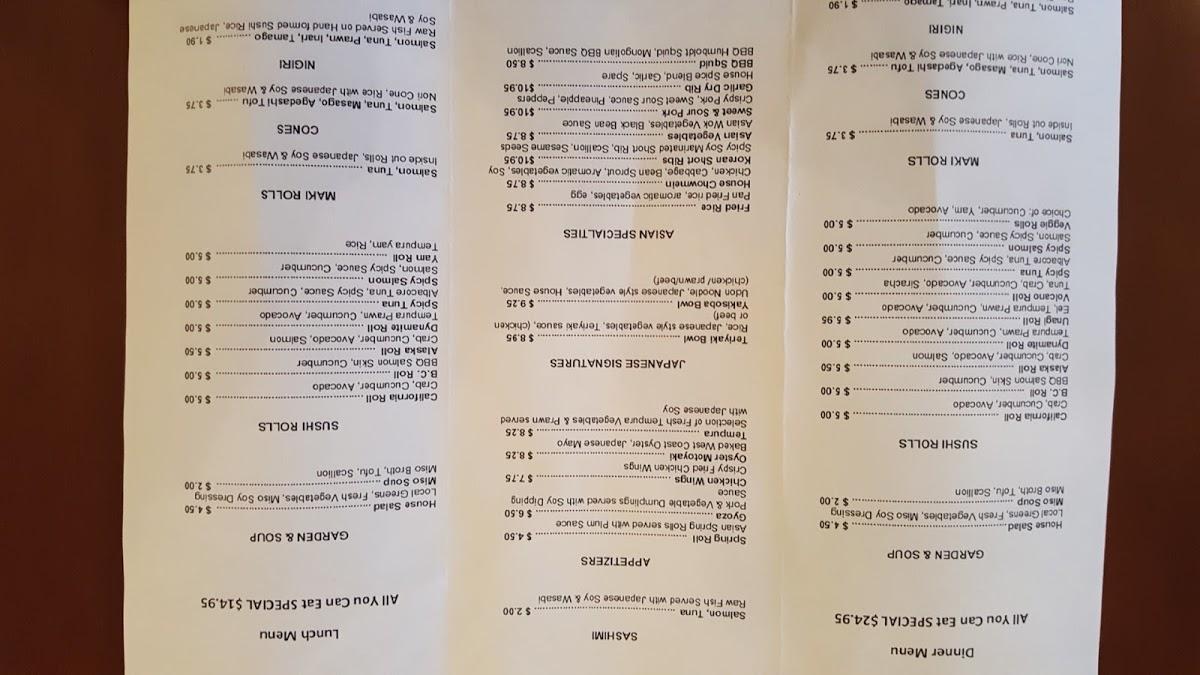 Menu at Wok & Grill restaurant, 108 Mile Ranch