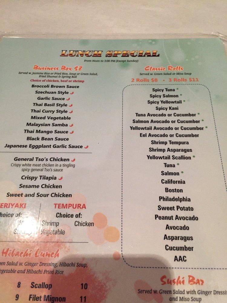 Menu at Blue Ginger Asian Bistro restaurant, Parma