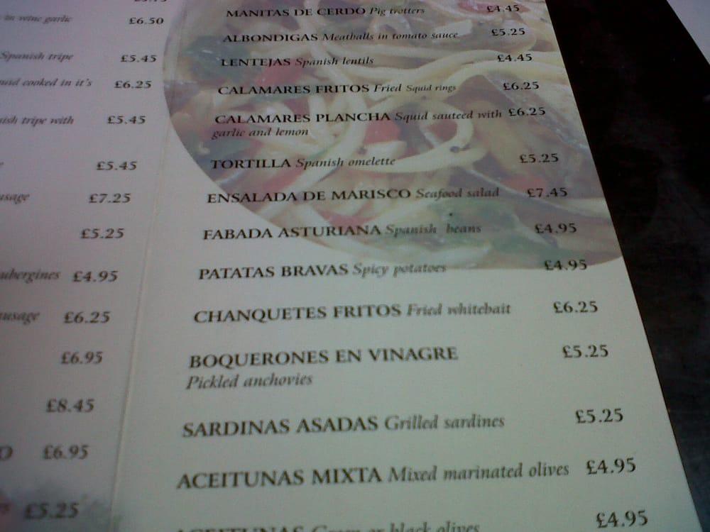 Menu at El Metro restaurant, London, 10-12 Effie Rd