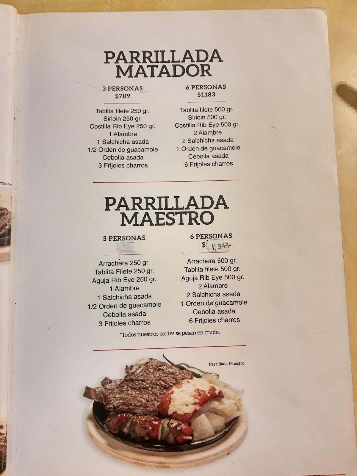 Carta de El Torito Restaurante, Monterrey, Av. Gonzalitos 3101