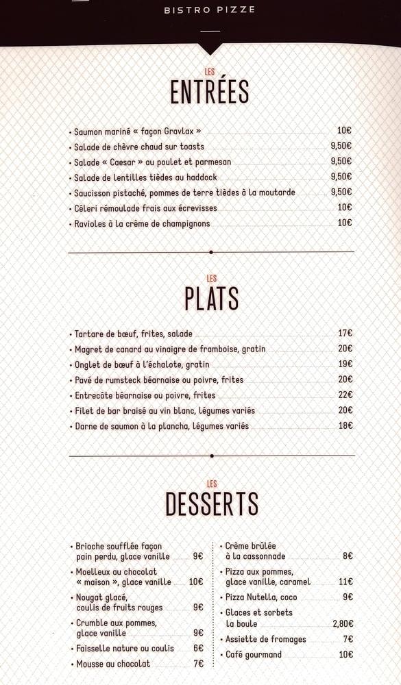 Menu at Le Comptoir d'Alphonse restaurant, Paris, 10 Pl. du Maréchal Juin