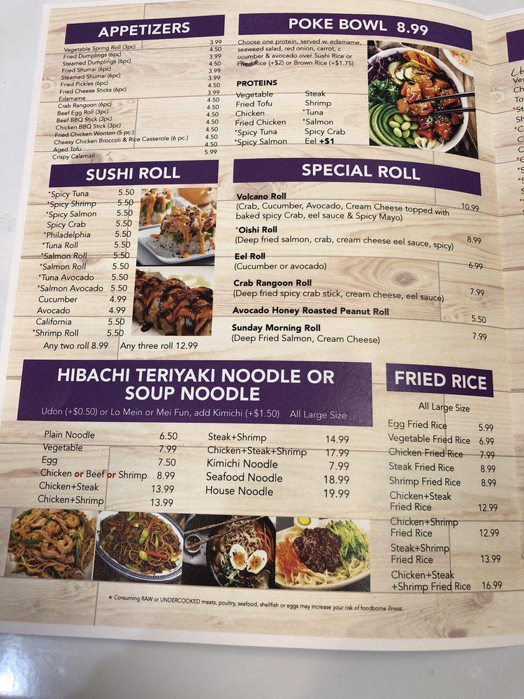 Menu at Oishi Express Japanese Grill restaurant, Florence