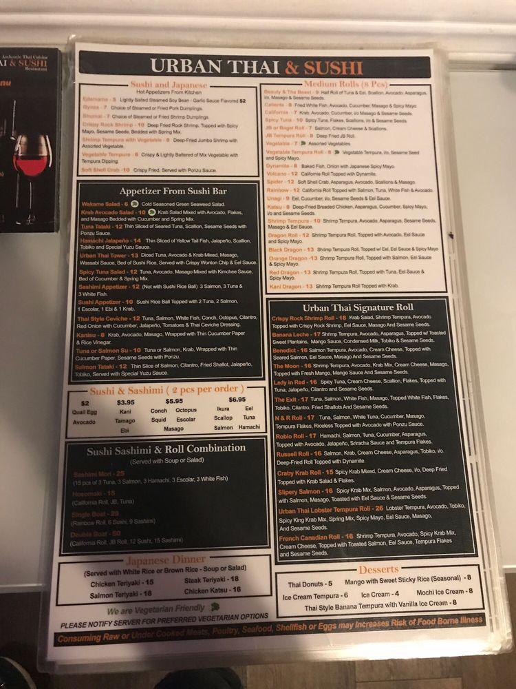 Menu at Urban Thai & Sushi restaurant, Hallandale Beach